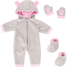 Puppenkleidung BAYER "Pl&uuml;schoverall 38-42", grau (grau, rosa), Puppenkleidung, Kinder