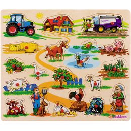 Steckpuzzle Eichhorn "Bauernhof", bunt, Puzzles, KinderB:40cm T:35cm, Holz, Motiv, B:40cm T:35cm