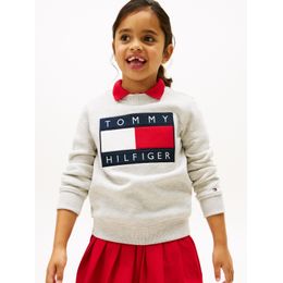 Sweatshirt Tommy Hilfiger, M&auml;dchen, Gr. 16 (176), light grau heather, Sweatware, Obermaterial: 100% Baumwolle, meliert, regular fit normal, Rundhals, eingesetzt B&uuml;ndchen, Sweatshirts Sweatshirt, Kinder bis 16 Jahre, mit Rundhalsausschnitt