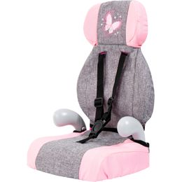 Puppen Autositz BAYER "Deluxe grau/rosa Schmetterling", rosa (grau, rosa schmetterling), Puppenausstattungen, KinderB:21cm H:40cm L:25cm T:25cm, B:21cm H:40cm L:25cm T:25cm