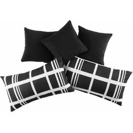 Dekokissen, wei&szlig; (wei&szlig;, kariert unifarben), B:40cm L:40cm, Polyester, Westfalia Schlafkomfort, Dekokissen_Sitzkissen_Kissenh&uuml;llen, (5-tlg.)