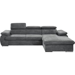 Ecksofa WERK2 "Cosmo modern und bequem, Breite 282cm, L-Form", anthrazit, B:282cm H:99cm T:192cm, 90% Polyester, 10% Nylon, Sofas, Ecksofa, Eckcouch mit Schlaffunktion, Bettkasten & verstellbaren Kopfteilen