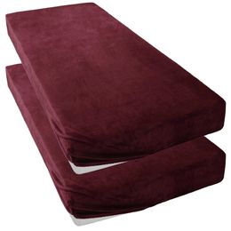 Spannbettlaken OTTO HOME "Desner3, Mikrofaser-Fleece, Cashmere-Touch", rot (bordeaux), B:90cm L:200cm, Microfaser, Obermaterial: 100% Polyester, Bettlaken, Spannbettlaken, f&uuml;r Matratzen bis 20cm H&ouml;he, kuschelig & weich, Bettlaken
