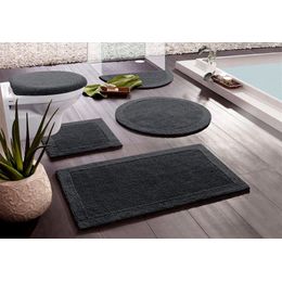 Badematte OTTO HOME "Kapra 1, Badvorleger, Badezimmer Teppich" Gr. 1, schwarz, H:14mm, Baumwolle, Badematten, Badematte, mit Bord&uuml;re, Badteppich, Badematte, Baumwolle
