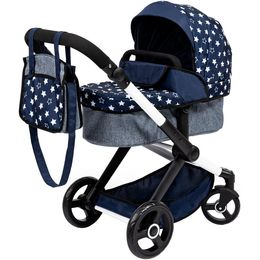 Kombi-Puppenwagen BAYER "Xeo", blau (sterne blau), Puppenwagen, KinderB:37cm H:73cm T:68cm, Kunststoff, Metall, Stoff, B:37cm H:73cm T:68cm