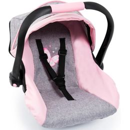 Puppen Autositz BAYER "rosa/goldfarben Schleife", rosa (schmetterling grau, rosa), Puppenausstattungen, KinderB:34cm H:38cm T:45cm, Kunststoff, Metall, mit Dach, B:34cm H:38cm T:45cm