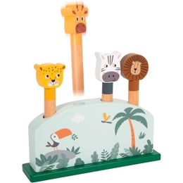 Steckspielzeug Small Foot "Steckspiel Safari h&uuml;pfende Tiere", bunt, Steckspielzeug, BabyB:19cm H:15cm T:4,5cm, Holz, B:19cm H:15cm T:4,5cm