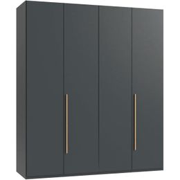 Dreht&uuml;renschrank wimex "Kleiderschrank London, in den Breiten 180cm, 225cm oder 270cm", grau (grafit, griffe artisan eiche nachbildung), B:180cm H:208cm T:58cm, Holzwerkstoff, Schr&auml;nke, Dreht&uuml;renschrank, wahlweise mit Basic- oder Premium-Ausstattung erh&auml;ltlich