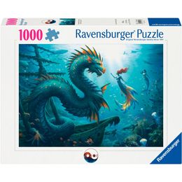 Puzzle Ravensburger "Enchanted Depths: Dragon, Mermaid and Turtles", bunt, Puzzles, KinderB:70cm H:50cm, Pappe, Made in Germany, B:70cm H:50cm