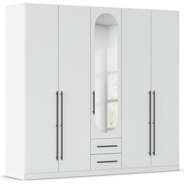 Kleiderschrank OTTO HOME "Schlafzimmer Schrank Garderobe RONDO Breiten 136/181/226/271 cm", alpinwei&szlig;, B:226cm H:210cm T:54cm, Holzwerkstoff, Schr&auml;nke, Kleiderschrank, elegante ovale Spiegelelemente Metallgriffe in Schwarz MADE IN GERMANY