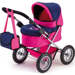 Puppenwagen BAYER "Trendy, pink/blau", bunt (pink, blau), Puppenwagen, KinderB:41cm H:67cm T:67cm, Kunststoff, Metall, Stoff, inkl. Wickeltasche, B:41cm H:67cm T:67cm