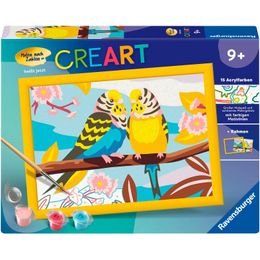Malen nach Zahlen Ravensburger "CreArt, Bunte Wellensittiche", bunt, Malvorlagen, KinderB:24cm H:18cm, Made in Europe, B:24cm H:18cm