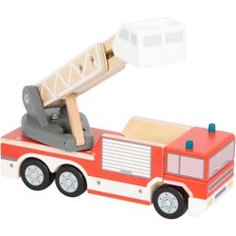 Spielzeug-Feuerwehr Small Foot "Feuerwehr mit Drehleiter", bunt, Spielzeugfahrzeuge, KinderB:8cm H:12cm T:28cm, Holz, B:8cm H:12cm T:28cm
