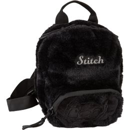 Kinderrucksack COOLPACK "Small, Stitch, Fluffy", Kinder, Gr. B/H/T: 20cm x 25cm x 10cm, schwarz (stitch schwarz), Pl&uuml;sch, Polyester, Rucks&auml;cke