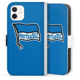 DeinDesign iPhone 12 mini Handy Klapph&uuml;lle Handyh&uuml;lle aus Kunst Leder wei&szlig; Flip Case Hertha Bsc Official Licensed Product Flag Sideflip mit Lasche