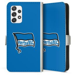 DeinDesign Galaxy A52s 5G Handy Klapph&uuml;lle Handyh&uuml;lle aus Kunst Leder wei&szlig; Flip Case Hertha Bsc Official Licensed Product Flag Sideflip mit Lasche
