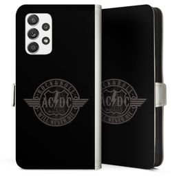 DeinDesign Galaxy A52 5G Handy Klapph&uuml;lle Handyh&uuml;lle aus Kunst Leder wei&szlig; Flip Case Rock Acdc Merchandise Sideflip mit Lasche