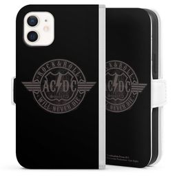 DeinDesign iPhone 12 mini Handy Klapph&uuml;lle Handyh&uuml;lle aus Kunst Leder wei&szlig; Flip Case Rock Acdc Merchandise Sideflip mit Lasche