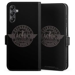 DeinDesign Galaxy A14 5G Handy Klapph&uuml;lle Handyh&uuml;lle aus Kunst Leder schwarz Flip Case Rock Acdc Merchandise Sideflip mit Lasche