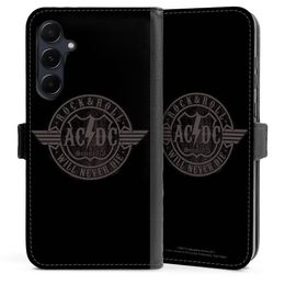 DeinDesign Galaxy A55 5G Handy Klapph&uuml;lle Handyh&uuml;lle aus Kunst Leder schwarz Flip Case Rock Acdc Merchandise Sideflip mit Lasche
