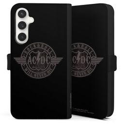 DeinDesign Galaxy S24 FE 5G Handy Klapph&uuml;lle Handyh&uuml;lle aus Kunst Leder schwarz Flip Case Rock Acdc Merchandise Sideflip mit Lasche