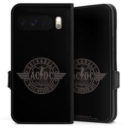DeinDesign Google Pixel 10 Pro XL Handy Klapph&uuml;lle Handyh&uuml;lle aus Kunst Leder schwarz Flip Case Rock Acdc Merchandise Sideflip mit Lasche