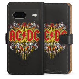 DeinDesign Google Pixel 7 Handy Klapph&uuml;lle Handyh&uuml;lle aus Kunst Leder schwarz Flip Case Music Acdc Rock Sideflip mit langer Lasche
