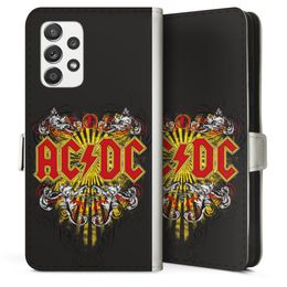 DeinDesign Galaxy A52 Handy Klapph&uuml;lle Handyh&uuml;lle aus Kunst Leder wei&szlig; Flip Case Music Acdc Rock Sideflip mit Lasche