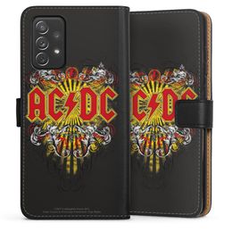 DeinDesign Galaxy A72 Handy Klapph&uuml;lle Handyh&uuml;lle aus Kunst Leder schwarz Flip Case Music Acdc Rock Sideflip mit langer Lasche