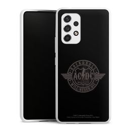 DeinDesign Galaxy A53 5G Handy Silikon H&uuml;lle Case wei&szlig; Handyh&uuml;lle Acdc Merchandise Rock Silikon Case