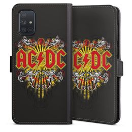 DeinDesign Galaxy A71 Handy Klapph&uuml;lle Handyh&uuml;lle aus Kunst Leder schwarz Flip Case Music Acdc Rock Sideflip mit Lasche