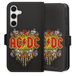 DeinDesign Galaxy S24 Handy Klapph&uuml;lle Handyh&uuml;lle aus Kunst Leder schwarz Flip Case Music Acdc Rock Sideflip mit Lasche