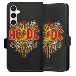 DeinDesign Galaxy S23 FE Handy Klapph&uuml;lle Handyh&uuml;lle aus Kunst Leder schwarz Flip Case Music Acdc Rock Sideflip mit Lasche