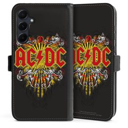DeinDesign Galaxy A55 5G Handy Klapph&uuml;lle Handyh&uuml;lle aus Kunst Leder schwarz Flip Case Music Acdc Rock Sideflip mit Lasche
