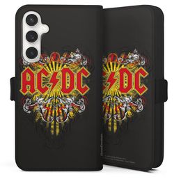 DeinDesign Galaxy S24 FE 5G Handy Klapph&uuml;lle Handyh&uuml;lle aus Kunst Leder schwarz Flip Case Music Acdc Rock Sideflip mit Lasche