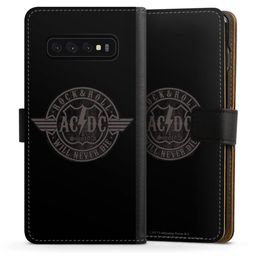 DeinDesign Galaxy S10 Handy Klapph&uuml;lle Handyh&uuml;lle aus Kunst Leder schwarz Flip Case Rock Acdc Merchandise Sideflip mit Lasche