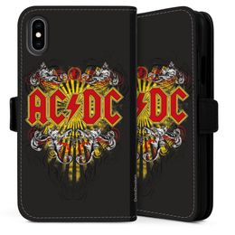 DeinDesign iPhone X Handy Klapph&uuml;lle Handyh&uuml;lle aus Kunst Leder schwarz Flip Case Music Acdc Rock Sideflip mit langer Lasche