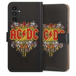 DeinDesign Galaxy A04s Handy Klapph&uuml;lle Handyh&uuml;lle aus Kunst Leder schwarz Flip Case Music Acdc Rock Sideflip mit langer Lasche