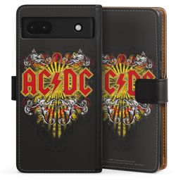DeinDesign Google Pixel 6a Handy Klapph&uuml;lle Handyh&uuml;lle aus Kunst Leder schwarz Flip Case Music Acdc Rock Sideflip mit langer Lasche