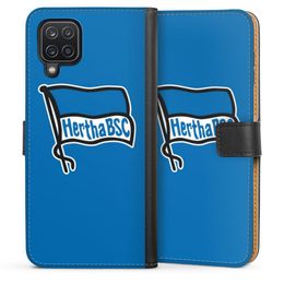 DeinDesign Galaxy A12 Handy Klapph&uuml;lle Handyh&uuml;lle aus Kunst Leder schwarz Flip Case Hertha Bsc Flag Official Licensed Product Sideflip mit langer Lasche