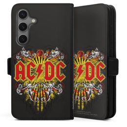 DeinDesign Galaxy S25 Handy Klapph&uuml;lle Handyh&uuml;lle aus Kunst Leder schwarz Flip Case Music Acdc Rock Sideflip mit Lasche