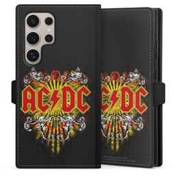 DeinDesign Galaxy S24 Ultra Handy Klapph&uuml;lle Handyh&uuml;lle aus Kunst Leder schwarz Flip Case Music Acdc Rock Sideflip mit Lasche