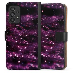 DeinDesign Galaxy A53 5G Handy Klapph&uuml;lle Handyh&uuml;lle aus Kunst Leder schwarz Flip Case Glitter Glitzer Muster Sideflip mit langer Lasche