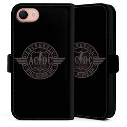 DeinDesign iPhone 16e Handy Klapph&uuml;lle Handyh&uuml;lle aus Kunst Leder schwarz Flip Case Rock Acdc Merchandise Sideflip mit Lasche