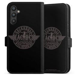 DeinDesign Galaxy A34 5G Handy Klapph&uuml;lle Handyh&uuml;lle aus Kunst Leder schwarz Flip Case Rock Acdc Merchandise Sideflip mit Lasche