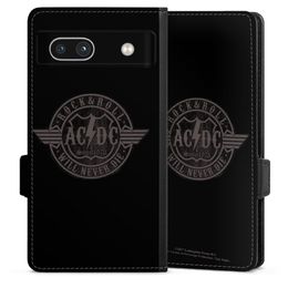 DeinDesign Google Pixel 7a Handy Klapph&uuml;lle Handyh&uuml;lle aus Kunst Leder schwarz Flip Case Rock Acdc Merchandise Sideflip mit Lasche