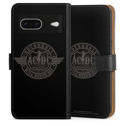 DeinDesign Google Pixel 7 Handy Klapph&uuml;lle Handyh&uuml;lle aus Kunst Leder schwarz Flip Case Rock Acdc Merchandise Sideflip mit langer Lasche