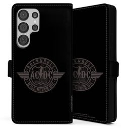 DeinDesign Galaxy S25 Ultra Handy Klapph&uuml;lle Handyh&uuml;lle aus Kunst Leder schwarz Flip Case Rock Acdc Merchandise Sideflip mit Lasche