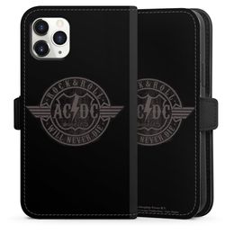 DeinDesign iPhone 11 Pro Handy Klapph&uuml;lle Handyh&uuml;lle aus Kunst Leder schwarz Flip Case Rock Acdc Merchandise Sideflip mit Lasche