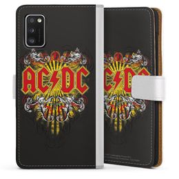 DeinDesign Galaxy A41 Handy Klapph&uuml;lle Handyh&uuml;lle aus Kunst Leder wei&szlig; Flip Case Music Acdc Rock Sideflip mit Lasche